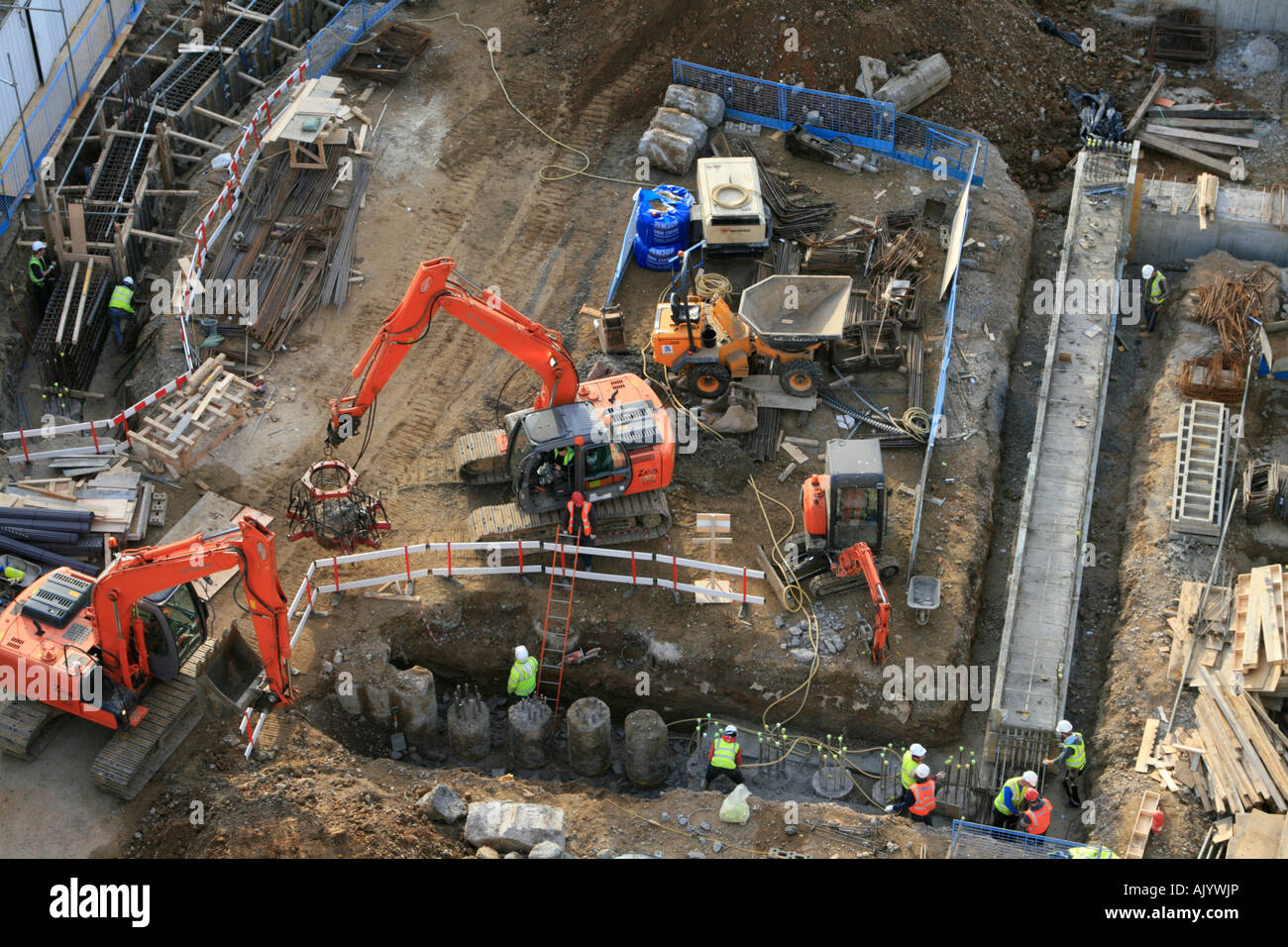 foundation construction new hi-rise office building ilford essex london ...