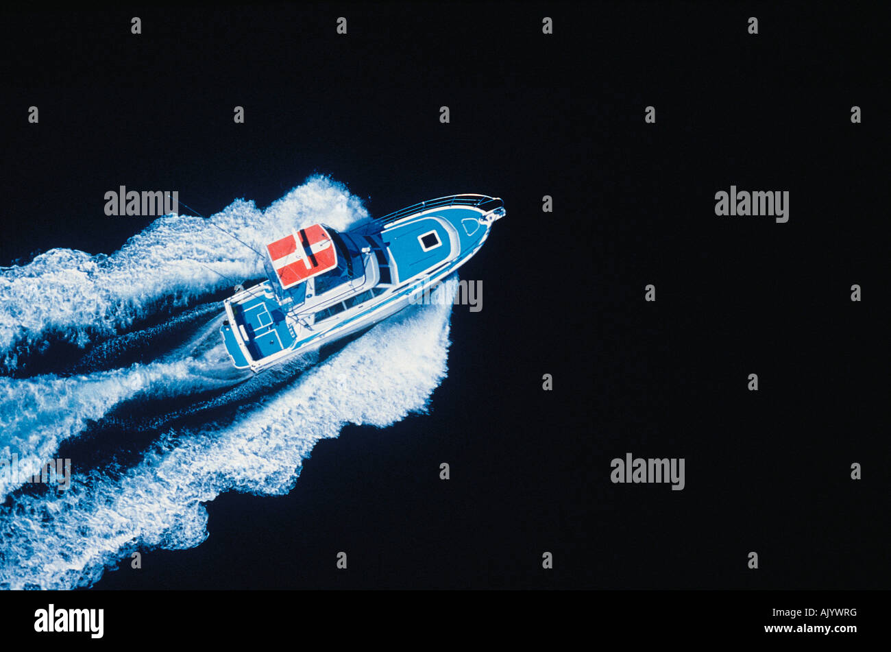 Aerial view of fast motor boat at sea Stock Photo - Alamy