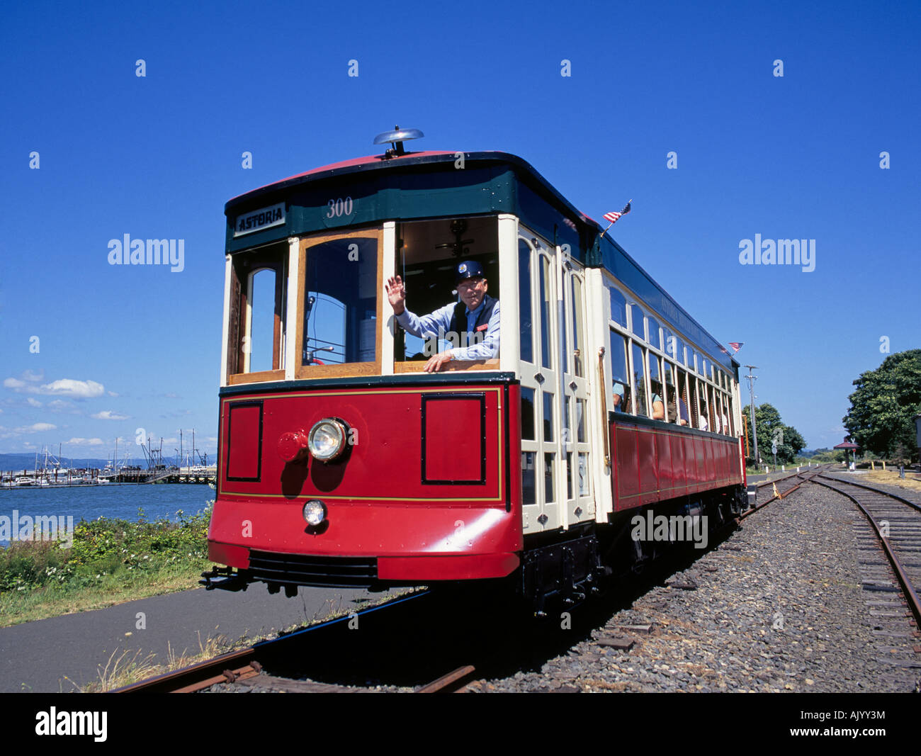 The historic trolley in Astoria Oregon which carries visitors along the ...