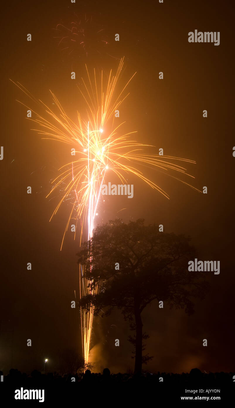 Yellow Firework Explosion on Bonfire Night Stock Photo - Alamy