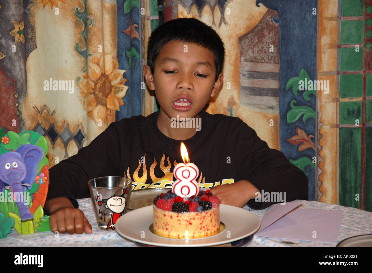 boy birthday cake for eight years Stock Photo - Alamy