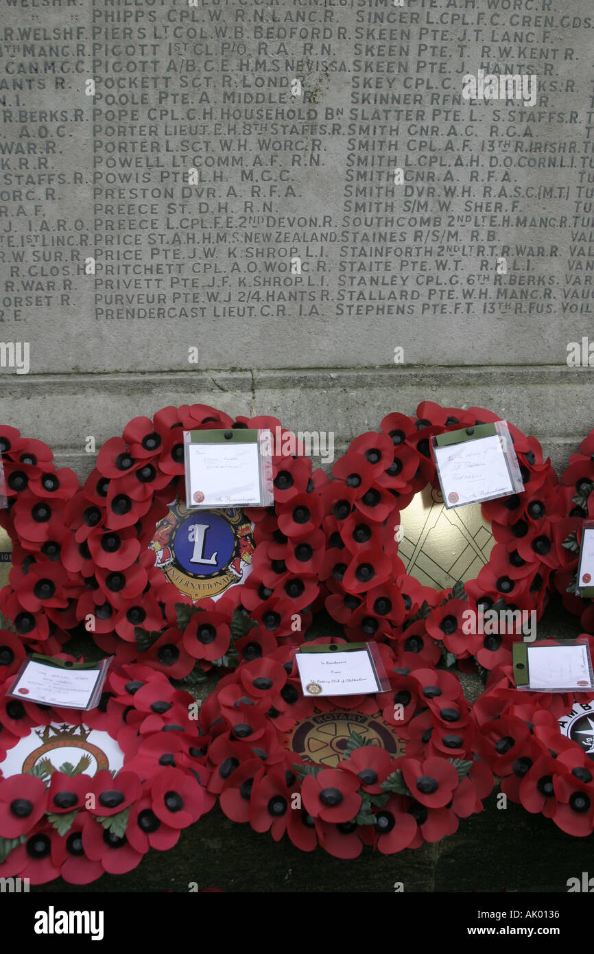 poppy wreaths at the war memorial in cheltenham gloucestershire england ...