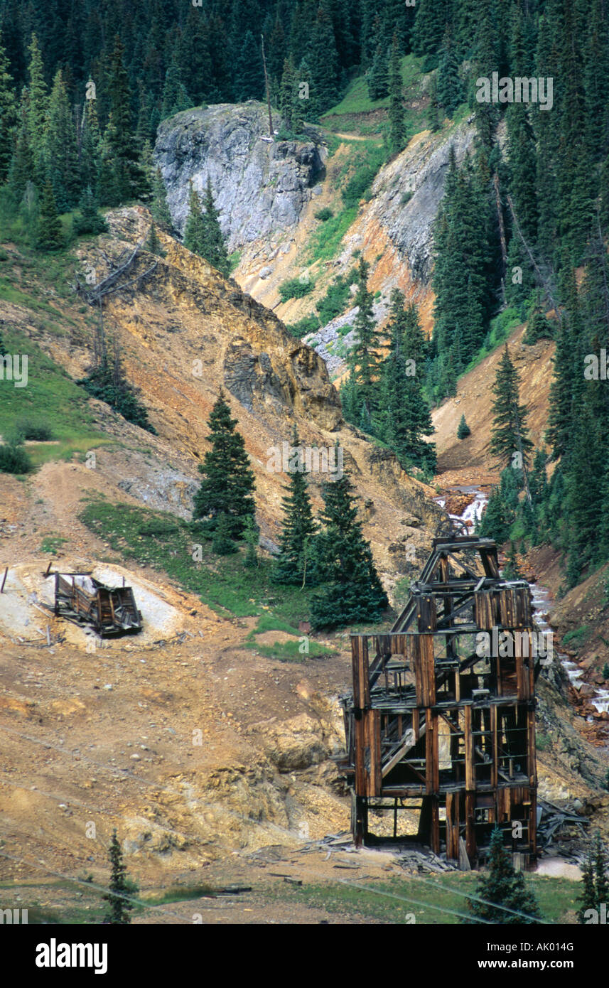 Abandoned gold mine in the San Juan mountains on Red Mountain Pass near ...