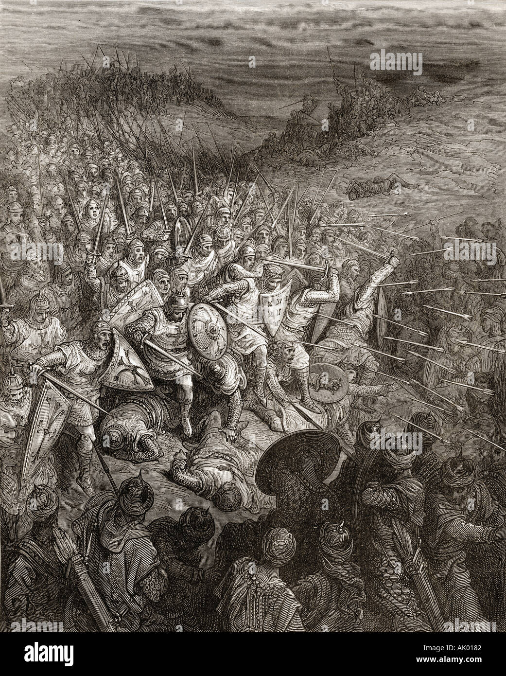Godfrey's soldiers drive through the Muslim army during the first ...