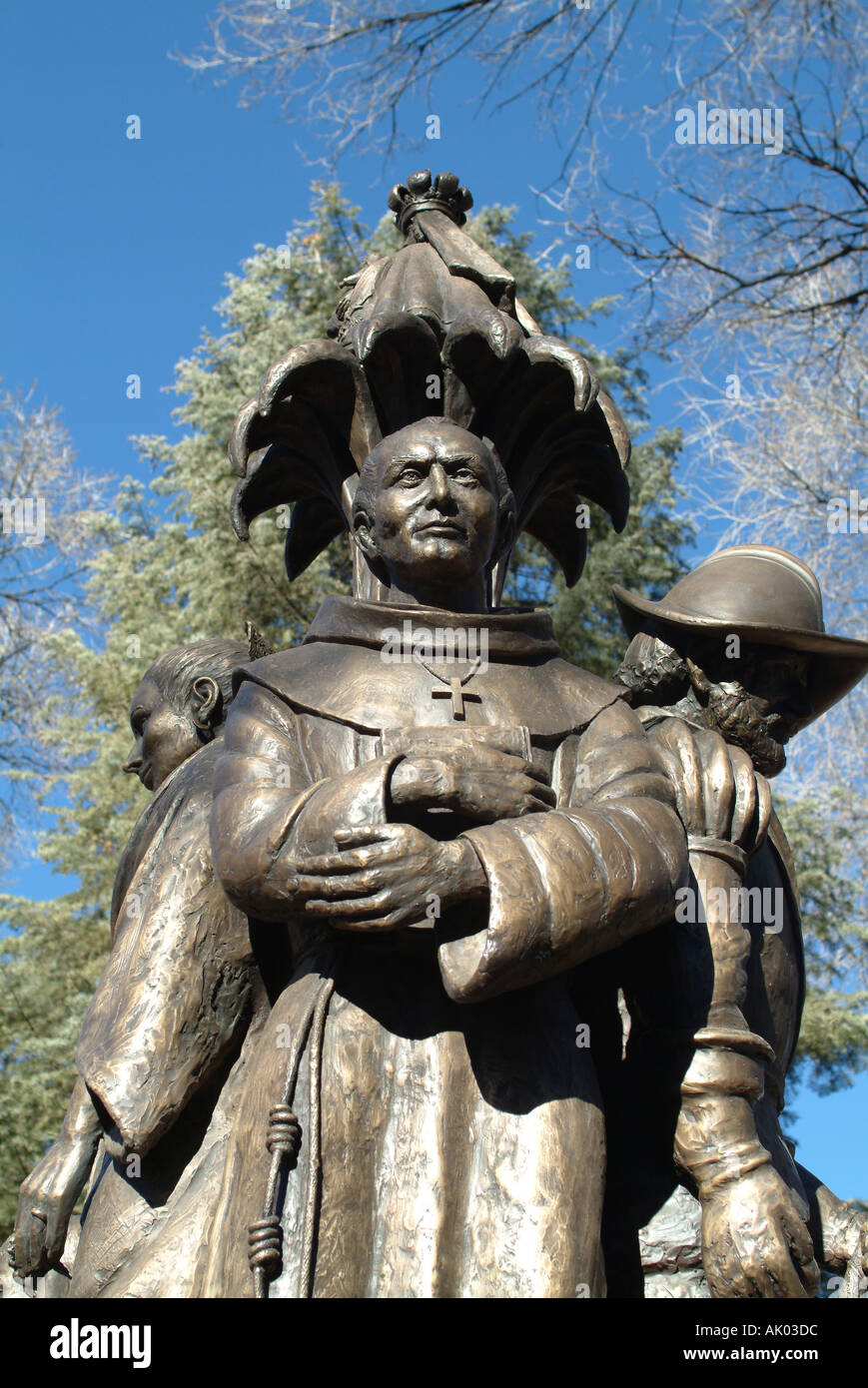 Bronze Statue of Priest in Grounds of St Francis Cathedral Santa Fe New ...