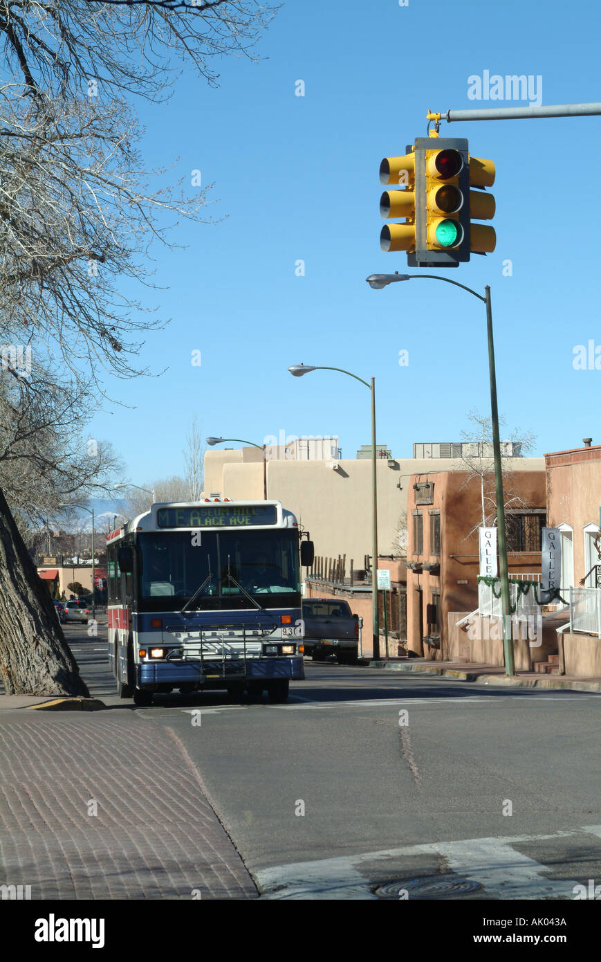 Bus at Traffic Light in Santa Fe New Mexico United States America USA ...