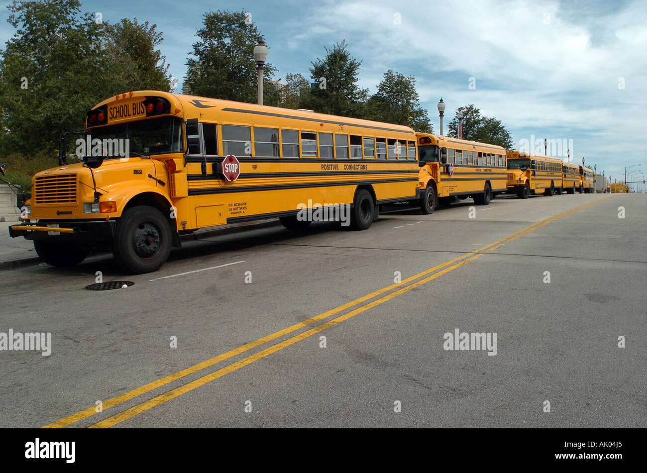 School bus line Stock Photo - Alamy