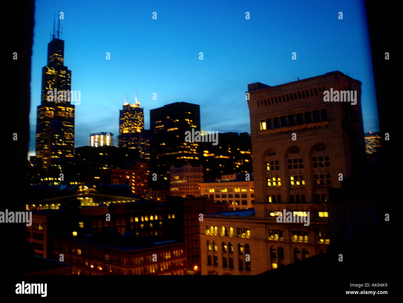 View of Chicago by night Stock Photo - Alamy