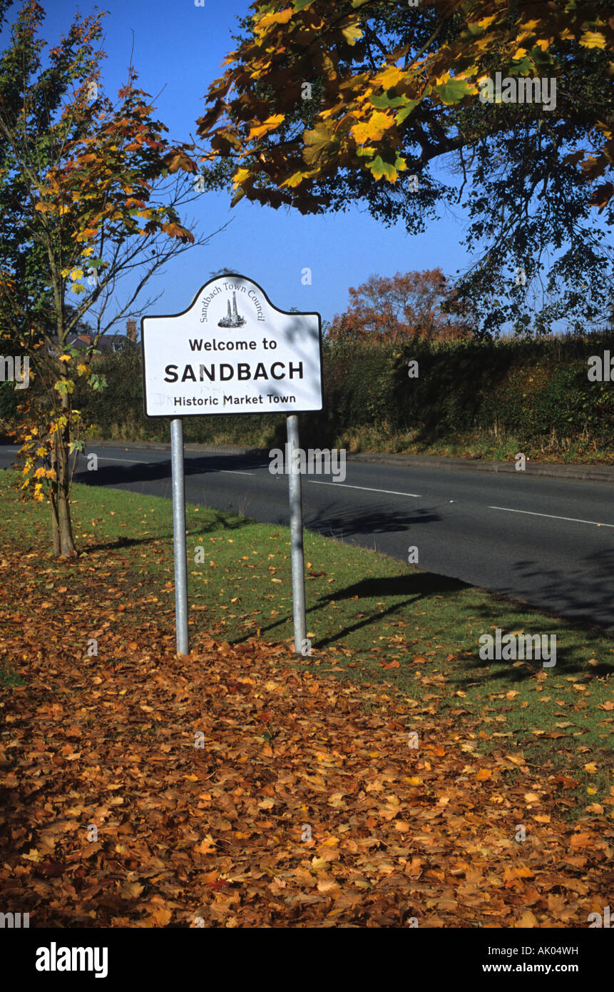 Welcome To Sandbach Sign Cheshire Stock Photo - Alamy