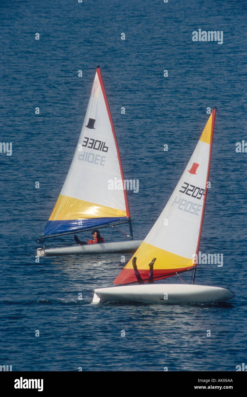 Children learning to sail in Topper sailing dinghies Stock Photo - Alamy