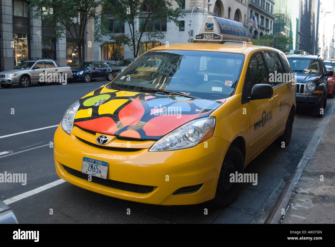 New York City Taxi Cab with Painted Flowers, Part of a Public Art ...