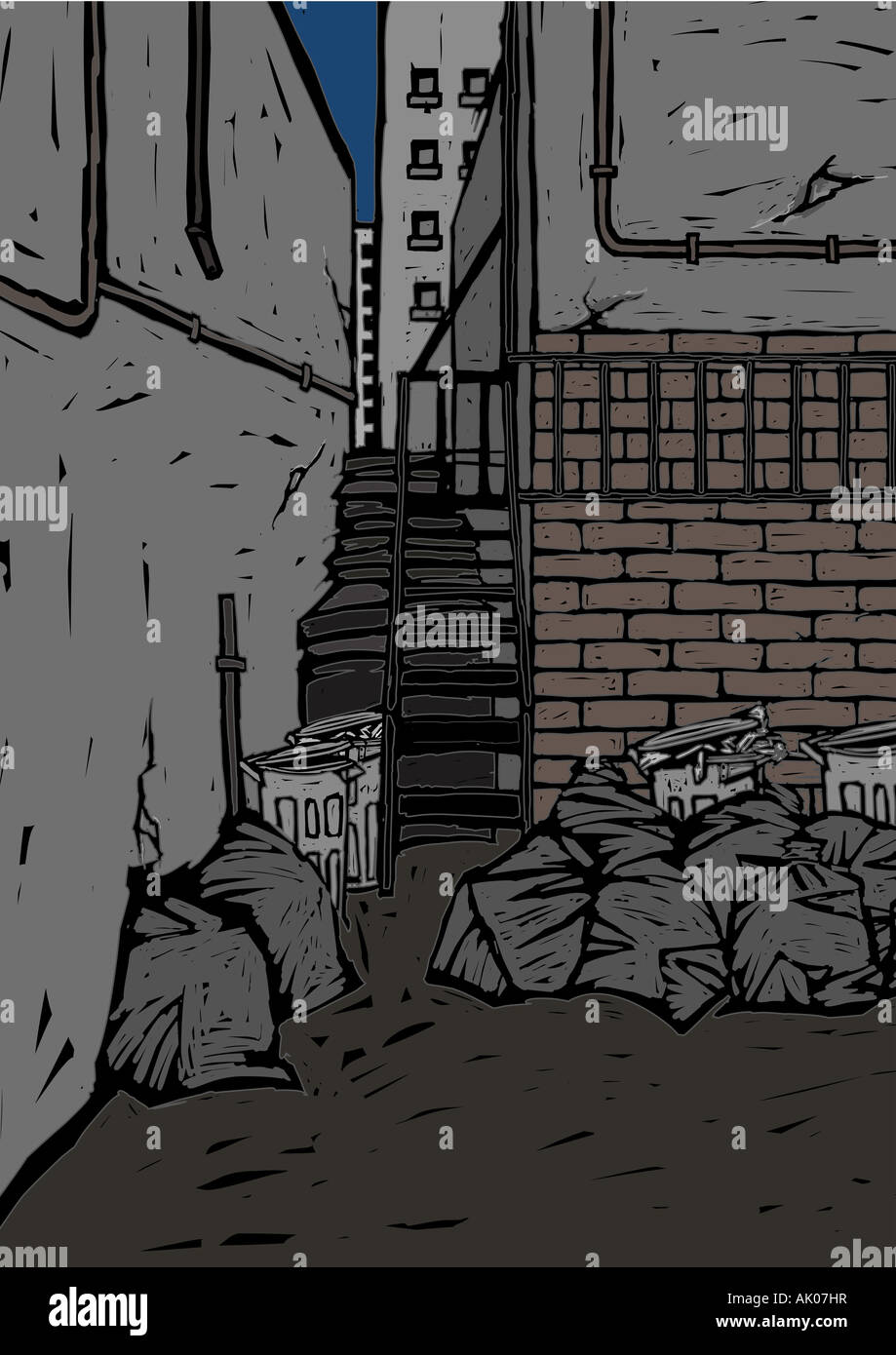 Garbage bags and garbage bins near buildings Stock Photo - Alamy