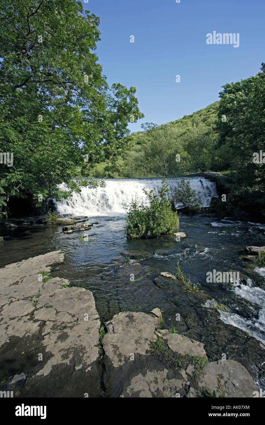 Weir on the river Wye at Monsal Dale Derbyshire Stock Photo - Alamy