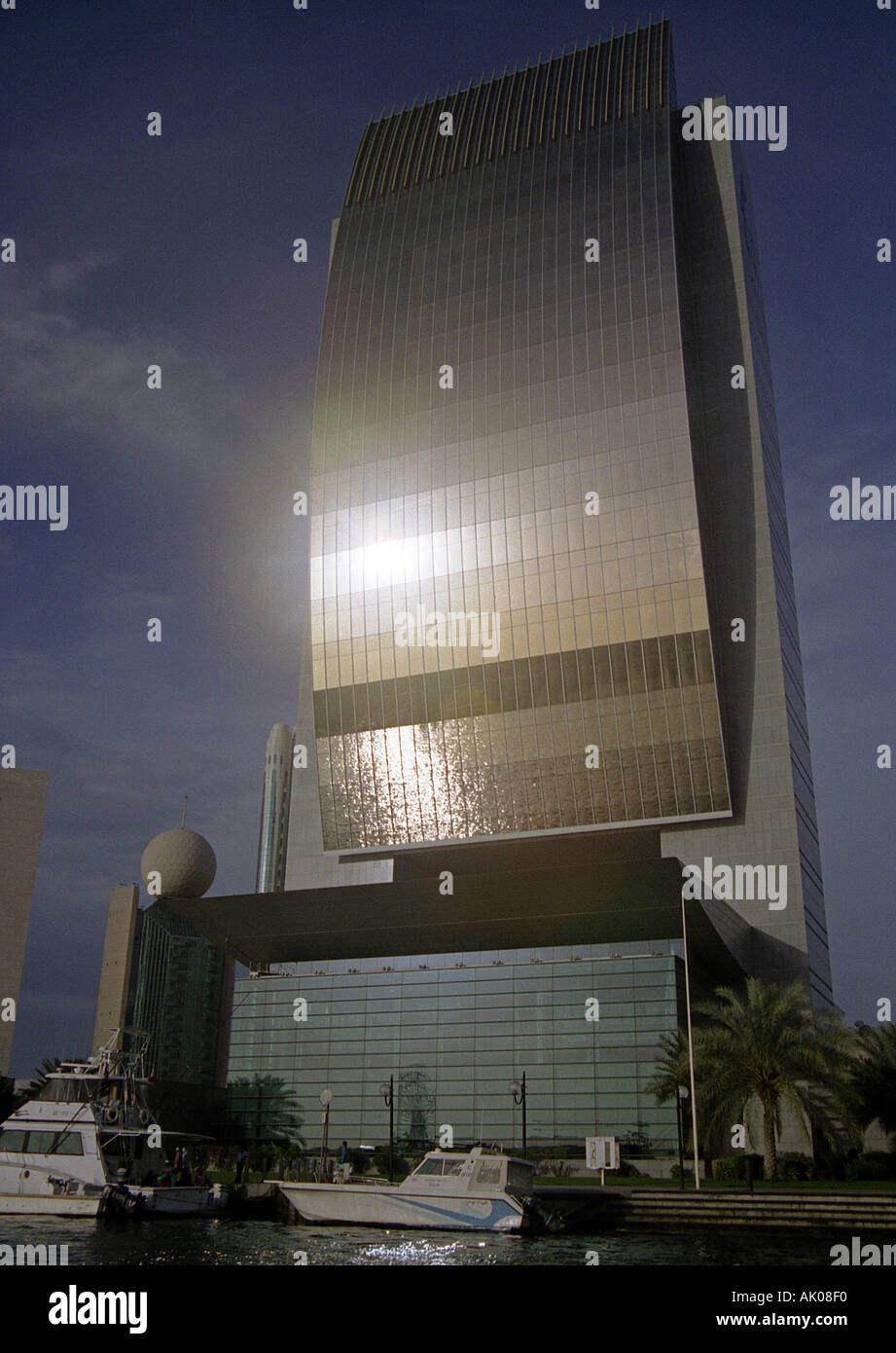 Spectacular futuristic modern cityscape waterscape Dubai UAE Middle ...