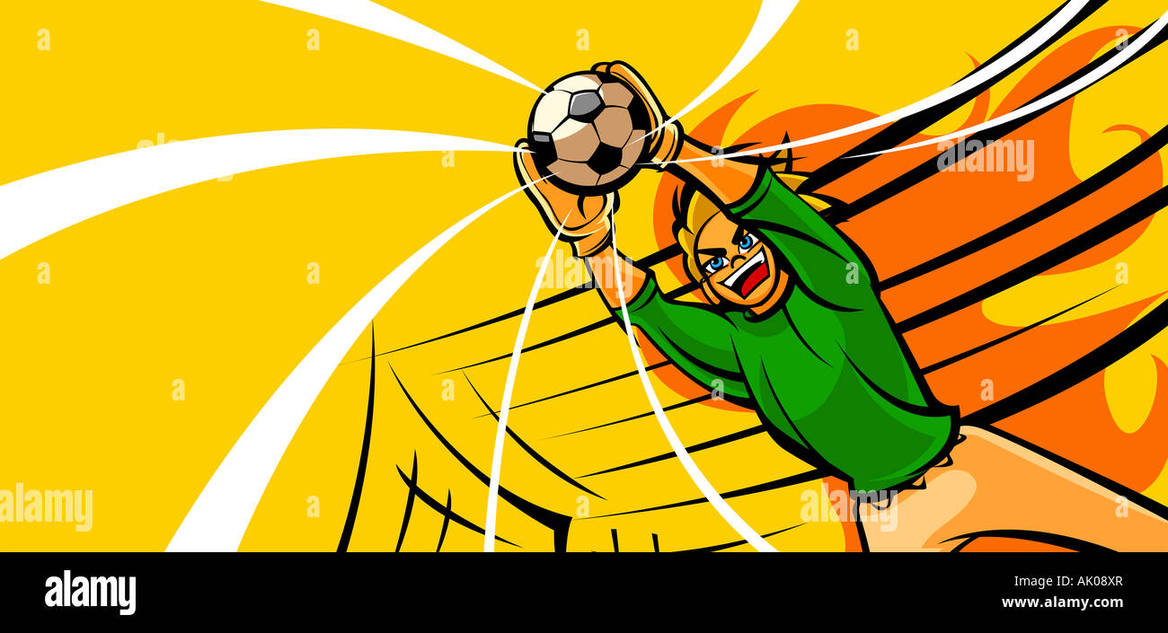 Goalkeeper diving to catch a soccer ball Stock Photo - Alamy