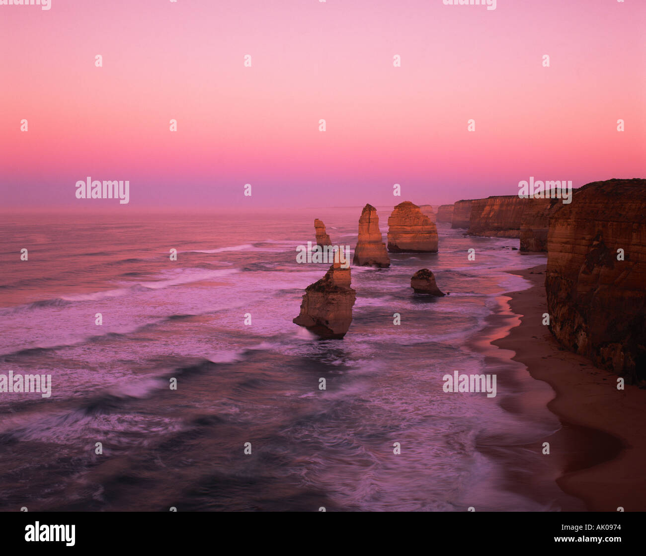 The Twelve Apostles at Sunset Great Ocean Road Victoria Australia Stock ...