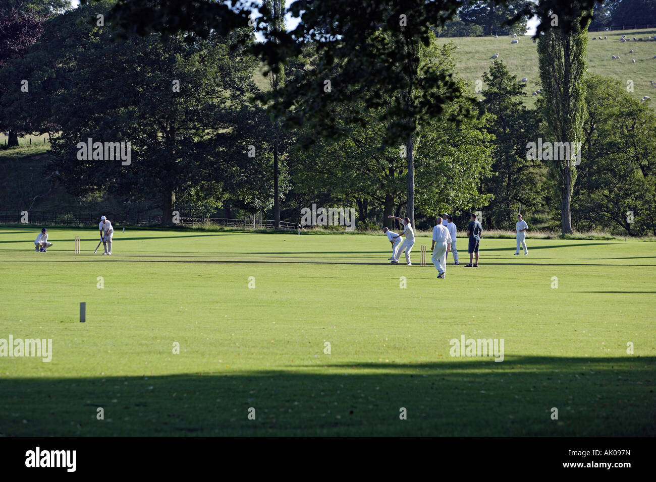 Country cricket match Chatsworth Park Derbyshire Stock Photo - Alamy