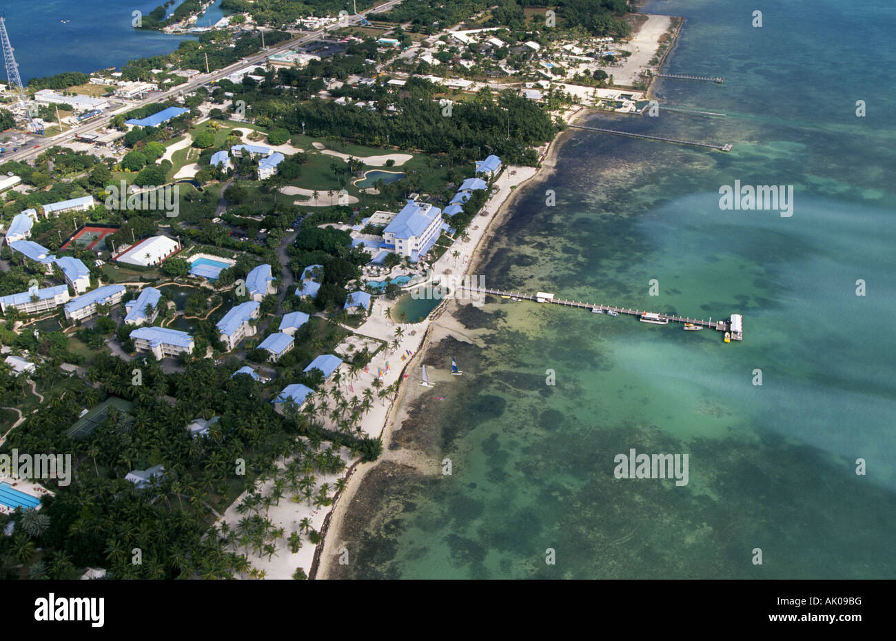 USA FLORIDA FLORIDA KEYS An aerial of coral reefs surrounding ...