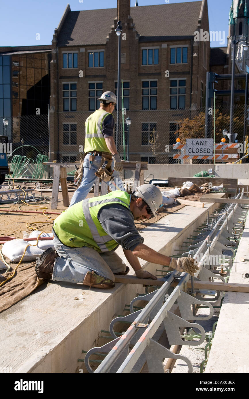 construction worker wearing a hard hat working Milwaukee Wisconsin ...