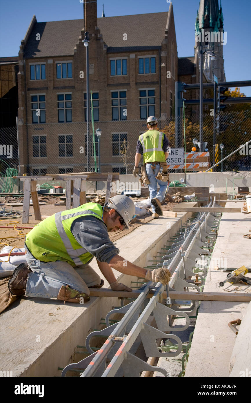 construction worker wearing a hard hat working Milwaukee Wisconsin ...
