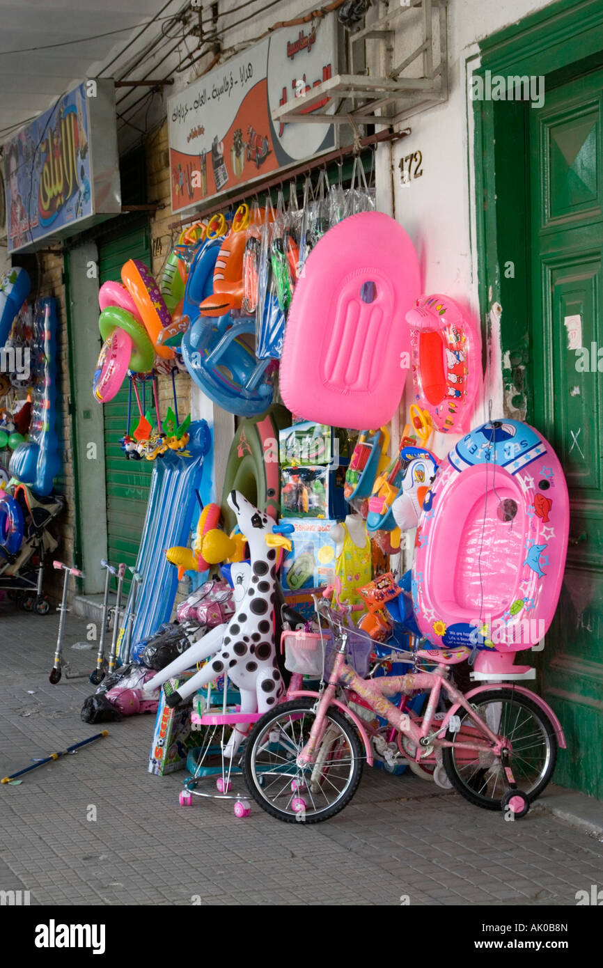 Tripoli, Libya. Street Scene, Toy Store, Inflatable Plastic Toys Stock ...