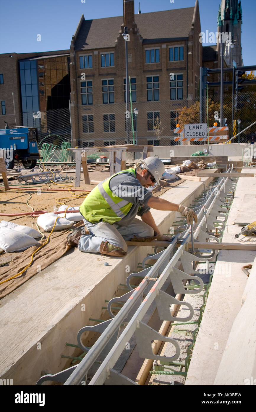 construction worker wearing a hard hat working Milwaukee Wisconsin ...