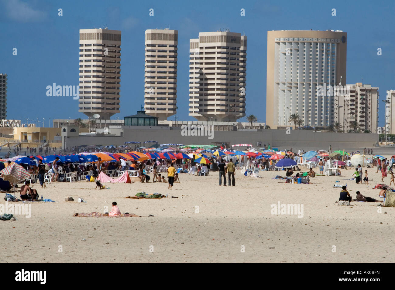 Tripoli, Libya. Mediterranean Beach Scene, Summer, Corinthia Hotel ...