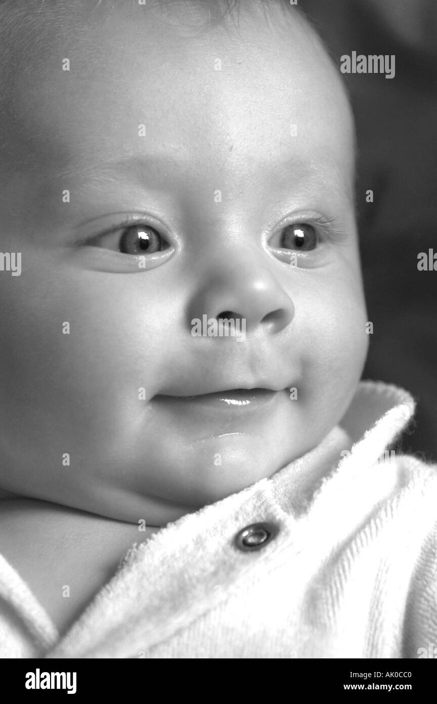 Happy baby smiling in Black and White Stock Photos & Images - Alamy