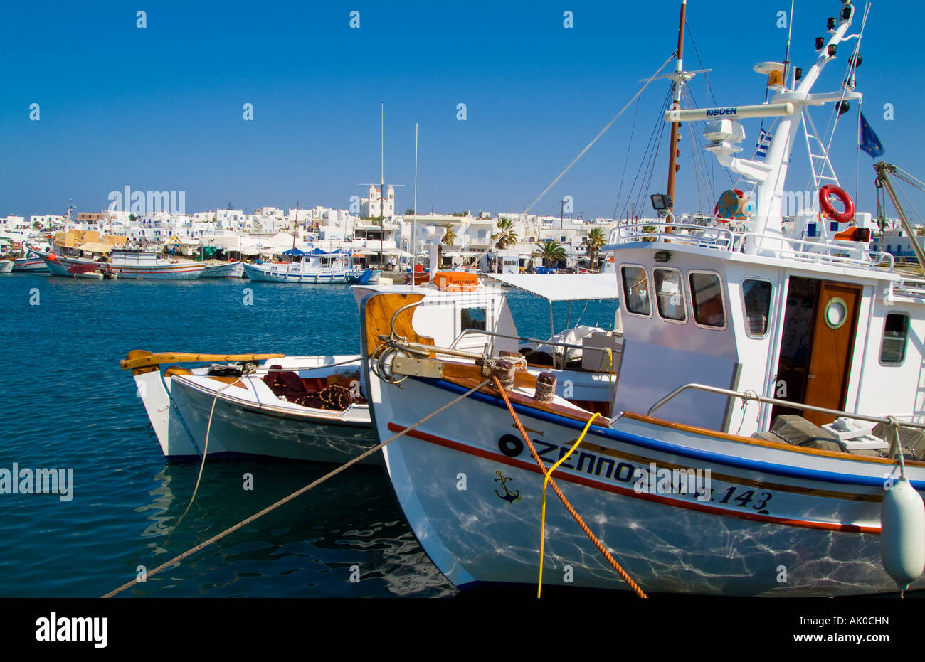 Beautiful island of Paros Greece in Greek Islands and beautiful harbour ...