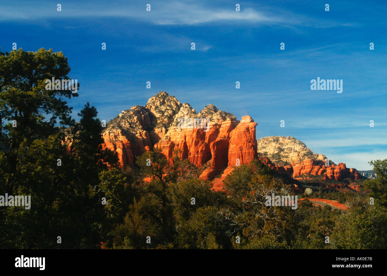 Ship Rock at twilight shot from a vantage point in downtown Sedona ...