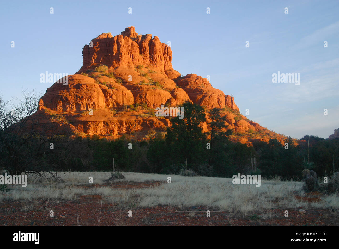 Bell Rock appears to be on fire in the early February dawn in Sedona ...