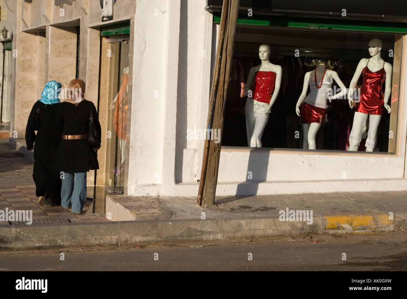 Tripoli, Libya. Street Scene, Young Women Shopping, Jeans, Gargaresh District Stock Photo - Alamy