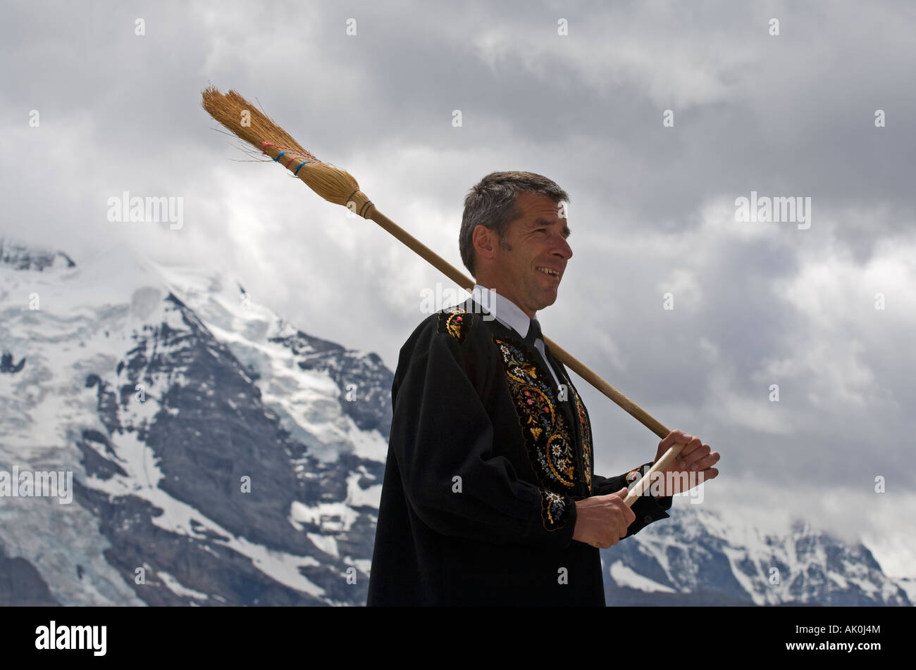 Man in traditional dress in Swizz alps Stock Photo - Alamy