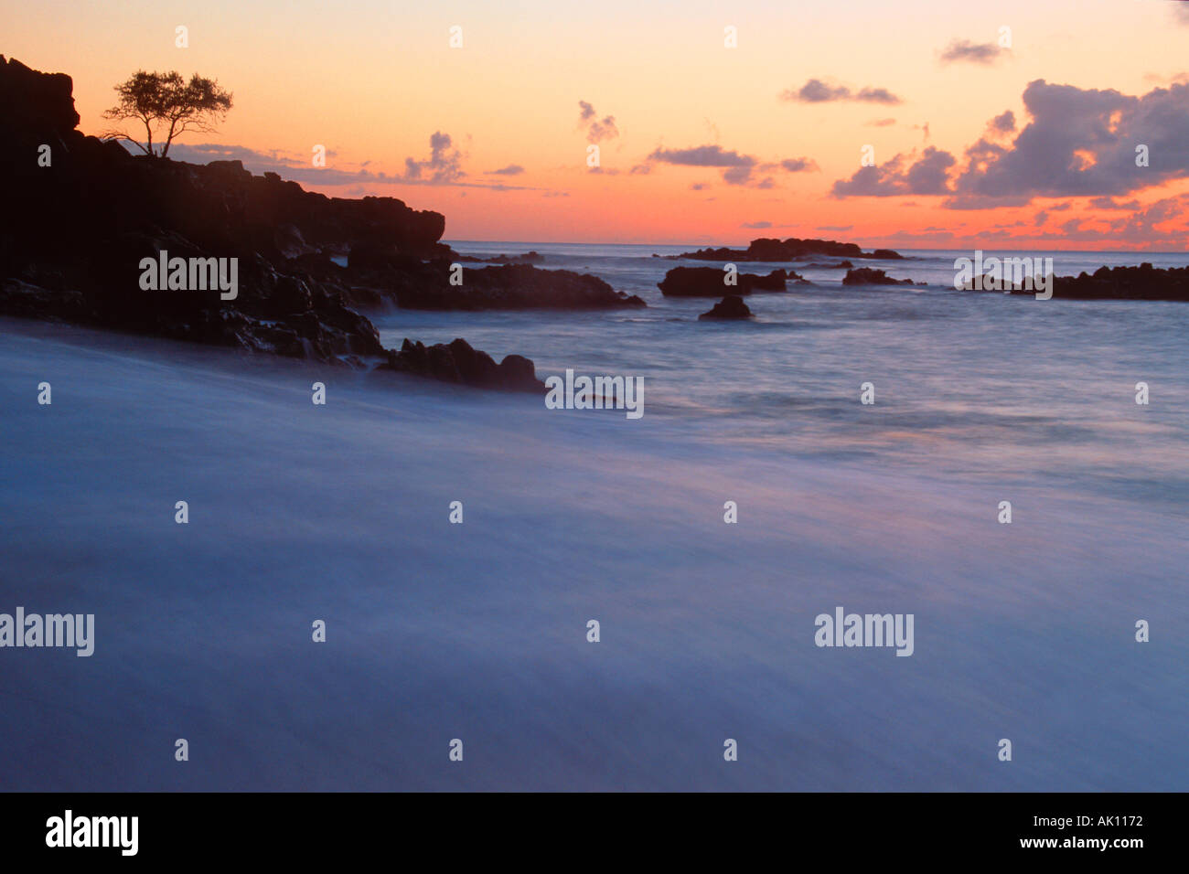 Sunset at Waimea bay North Shore Oahu Hawaii North Pacific Stock Photo ...