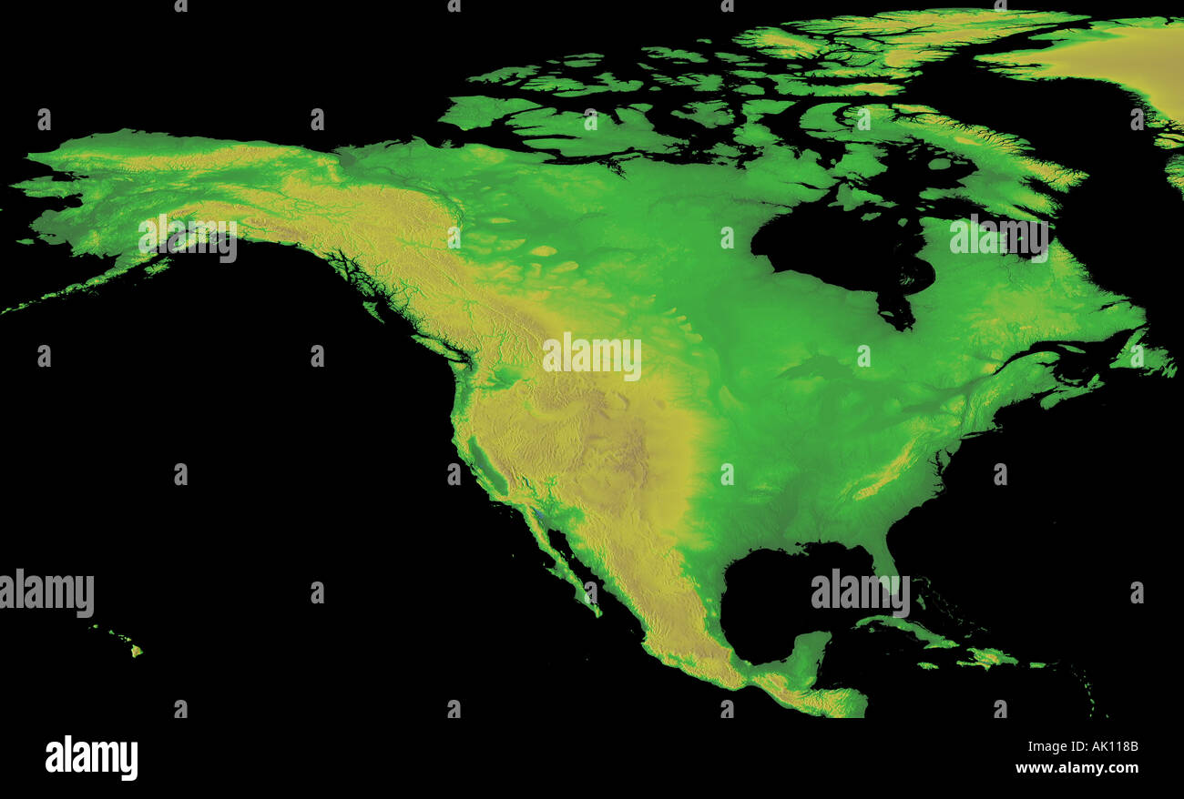 Digital Elevation map of North America Earth from Space Stock Photo - Alamy