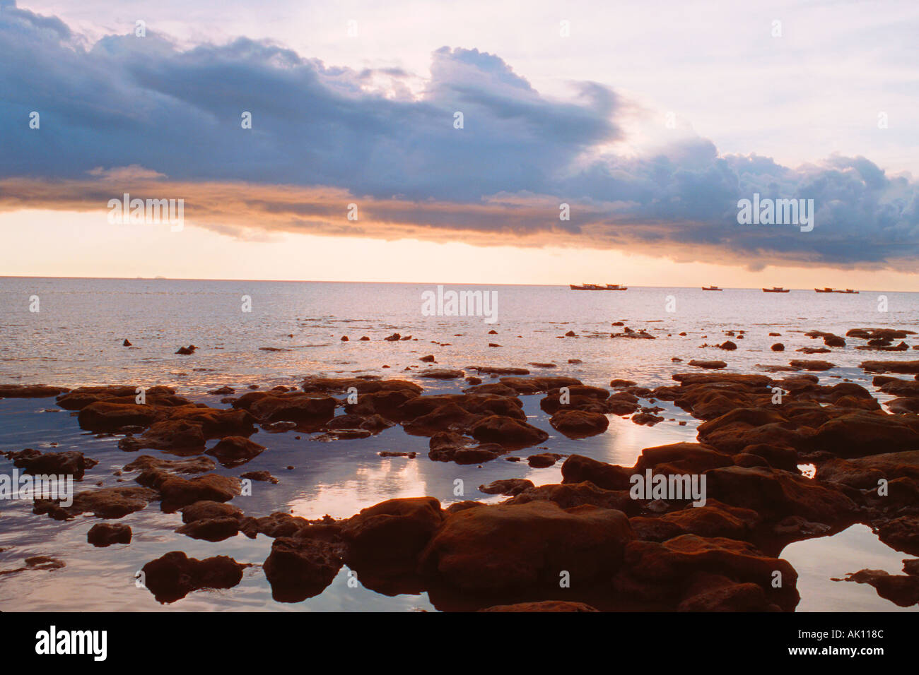 Intertidal rock pool sunset Tioman Island Malaysia Stock Photo - Alamy
