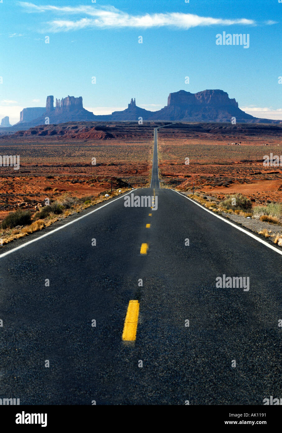 Straight road leading to the distance Monument Valley Utah USA Stock ...