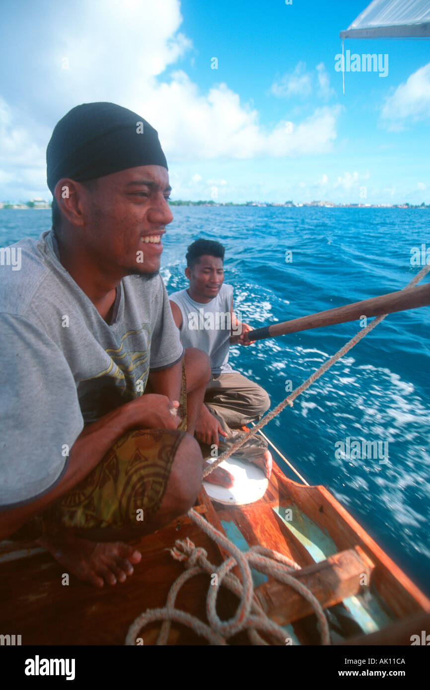Sailing on traditional marshallese canoe Majuro Marshall Islands N ...