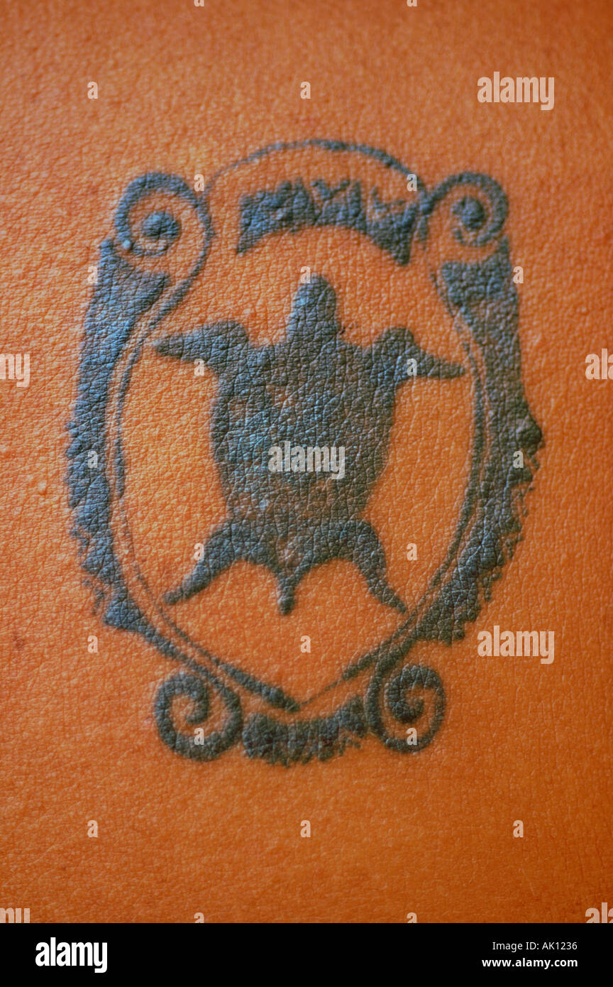 Tahitian tattoo in the design of a turtle Stock Photo - Alamy