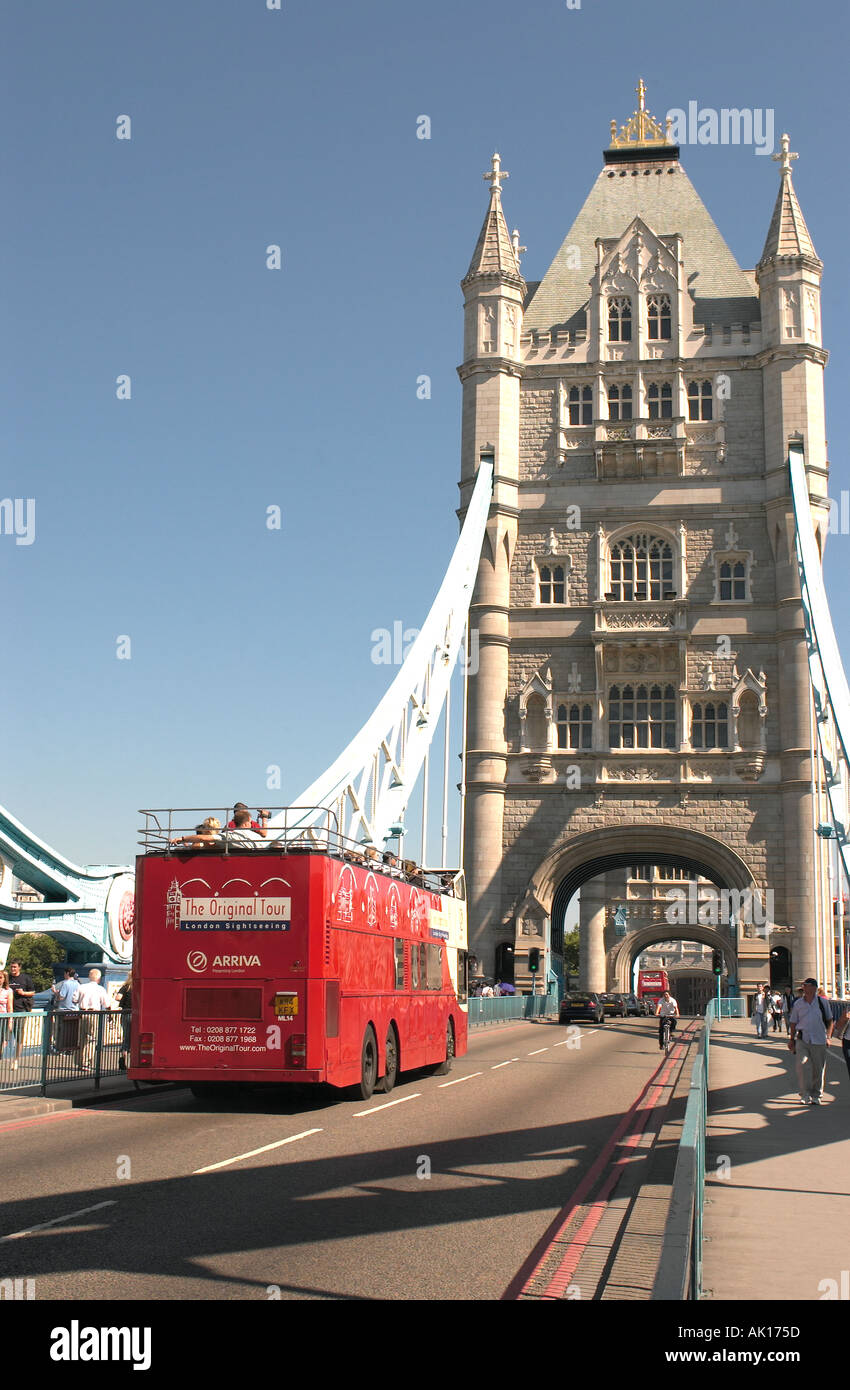 Tower Bridge Tour Bus London UK Stock Photo - Alamy