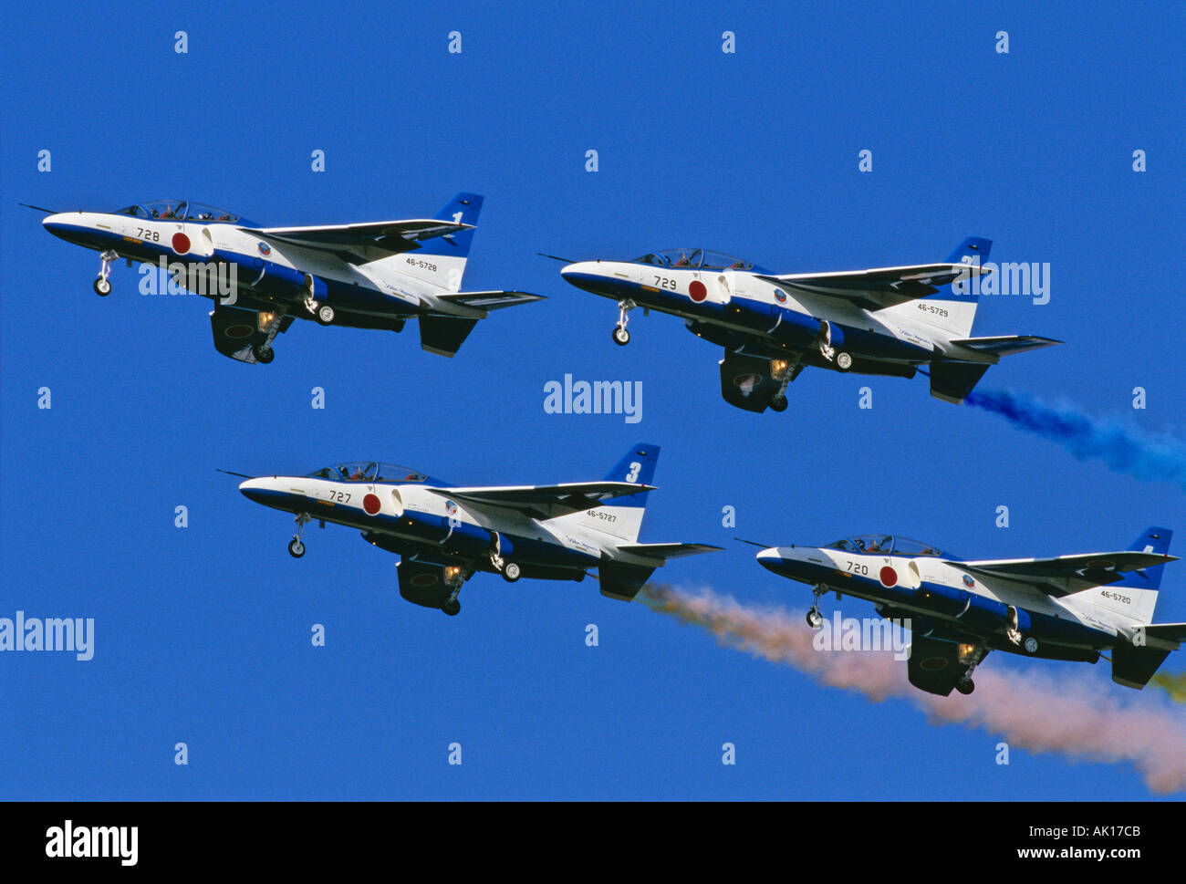 Blue Impulse Japanese aerobatic team Kawasaki T 4 trainer Japan Stock ...