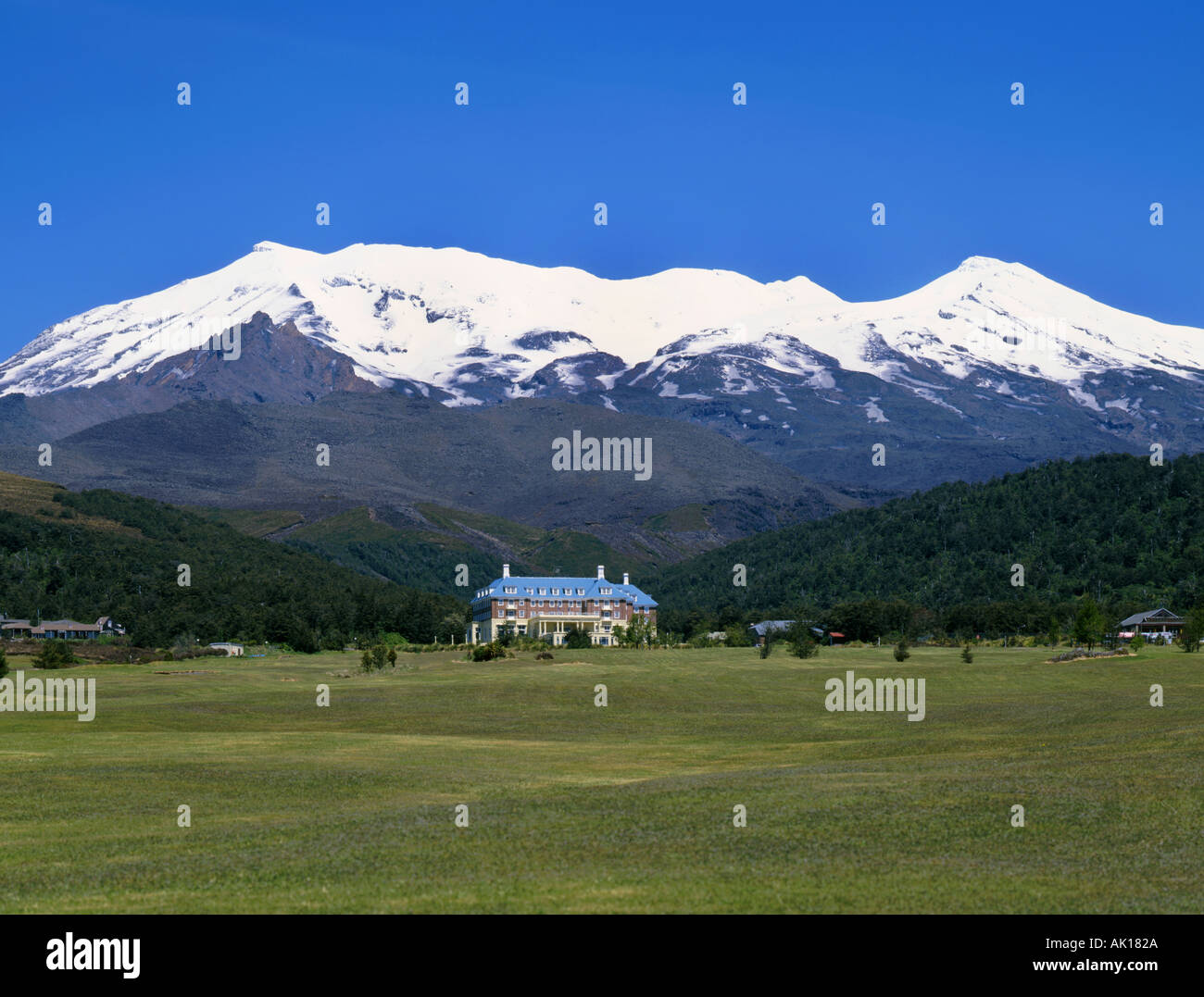 Chateau Tongariro and Mount Ruapehu North Island New Zealand Stock ...