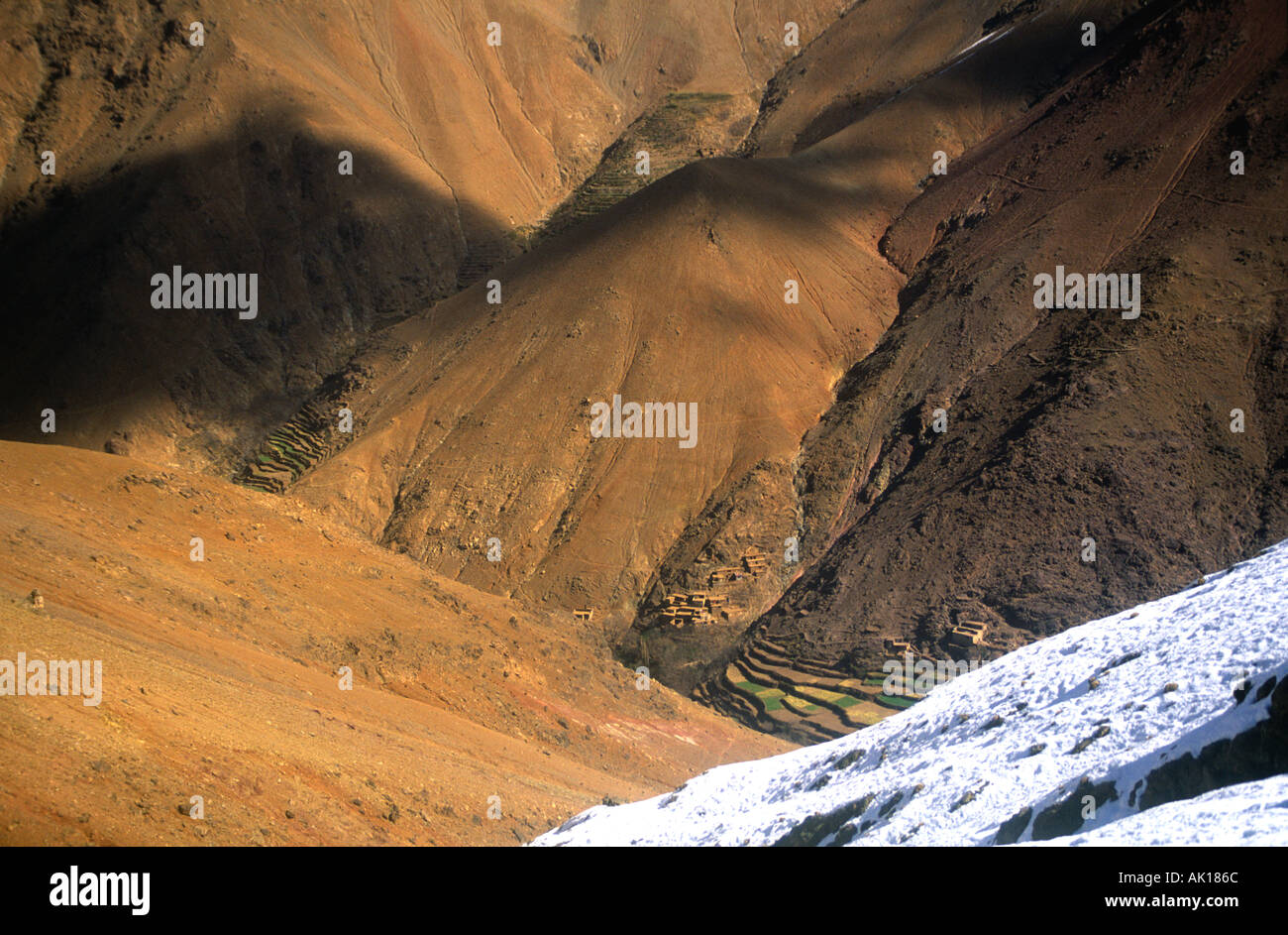 Trekking in the Atlas Mountains winter near Imlil and the Jebel Toubkal ...