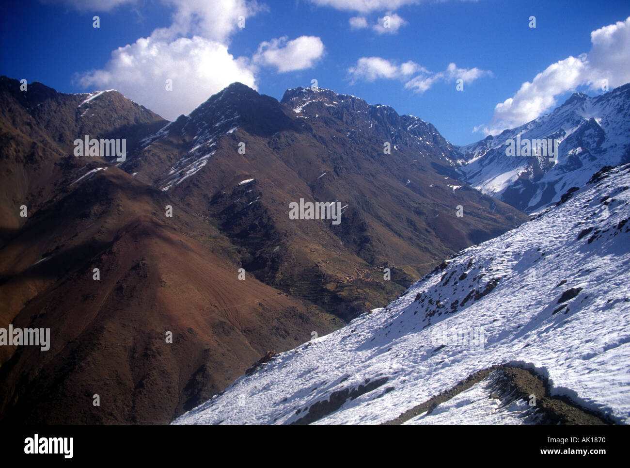 Trekking in the Atlas Mountains in winter near Imlil and the Jebel ...