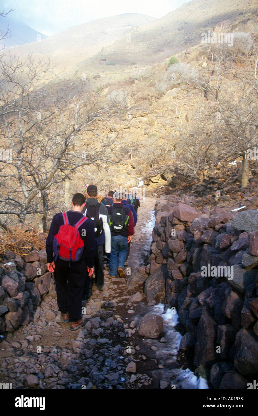 Winter trek in the Atlas Mountains near Imlil Morocco north Africa ...