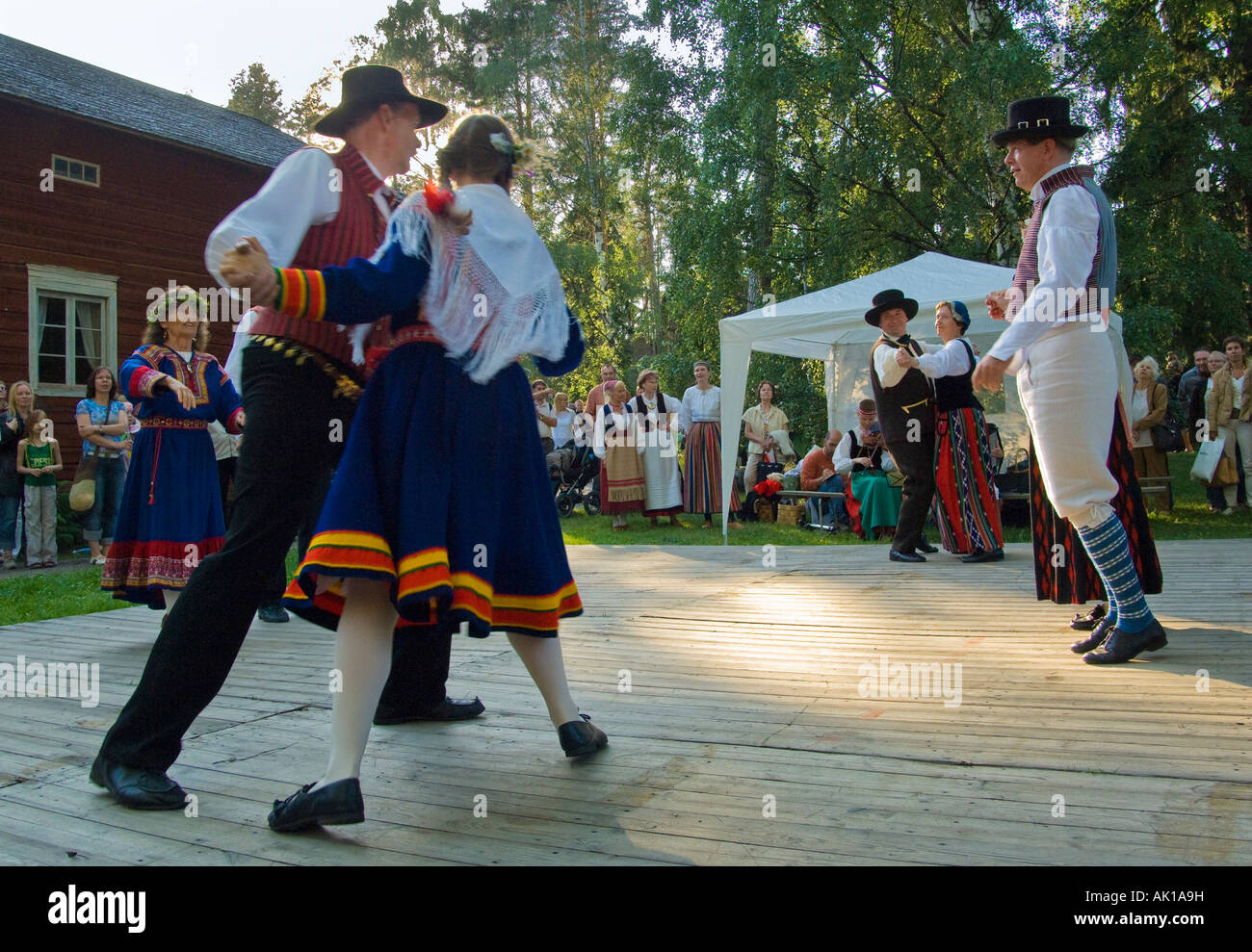 Folk dancing during traditional Midsummer festivities at Seurasaari ...