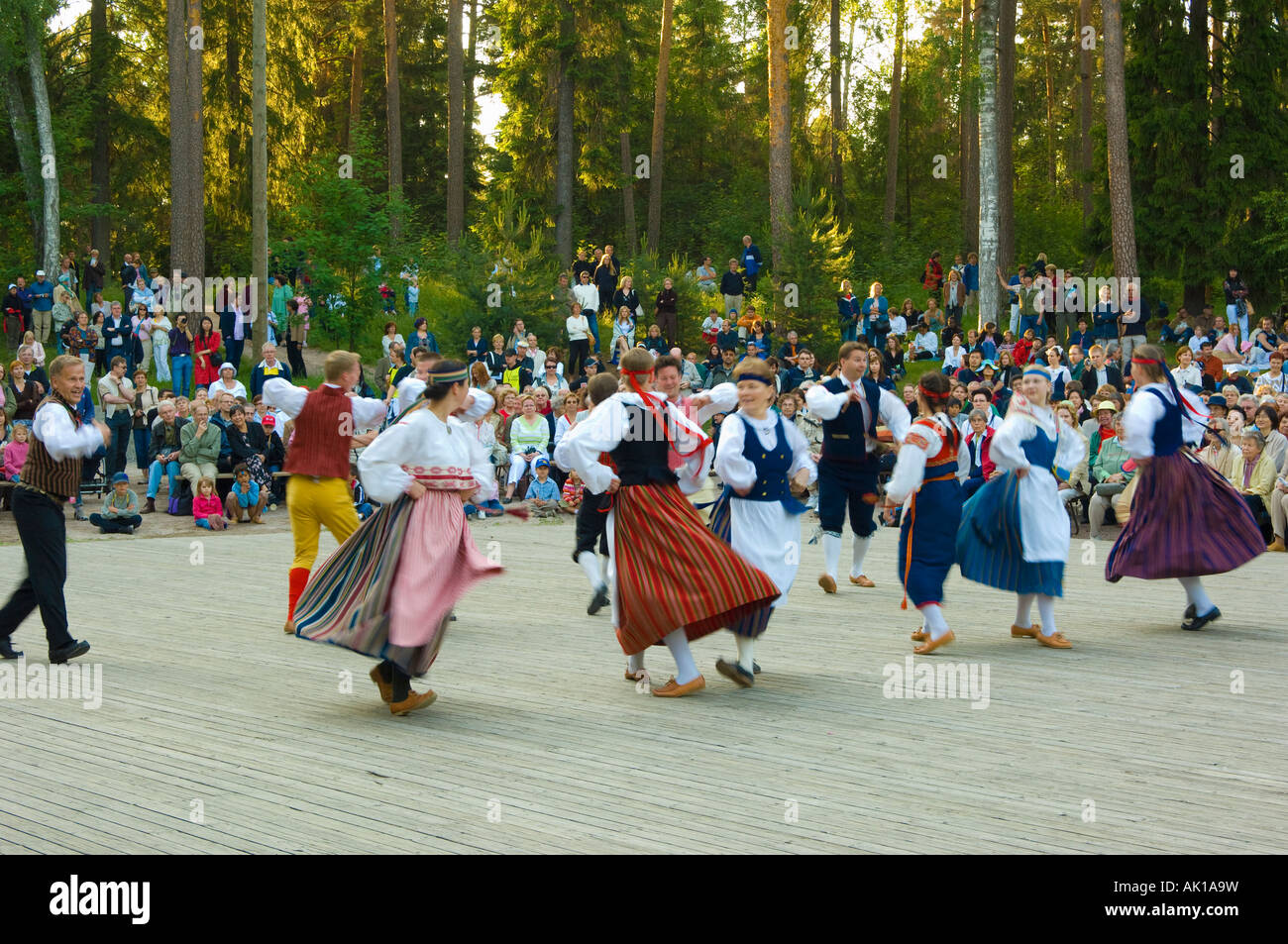 Folk dancing during traditional Midsummer festivities at Seurasaari ...