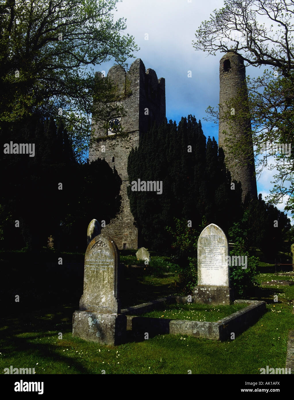 Round Tower and cemetery, Swords, Dublin, Ireland Stock Photo - Alamy