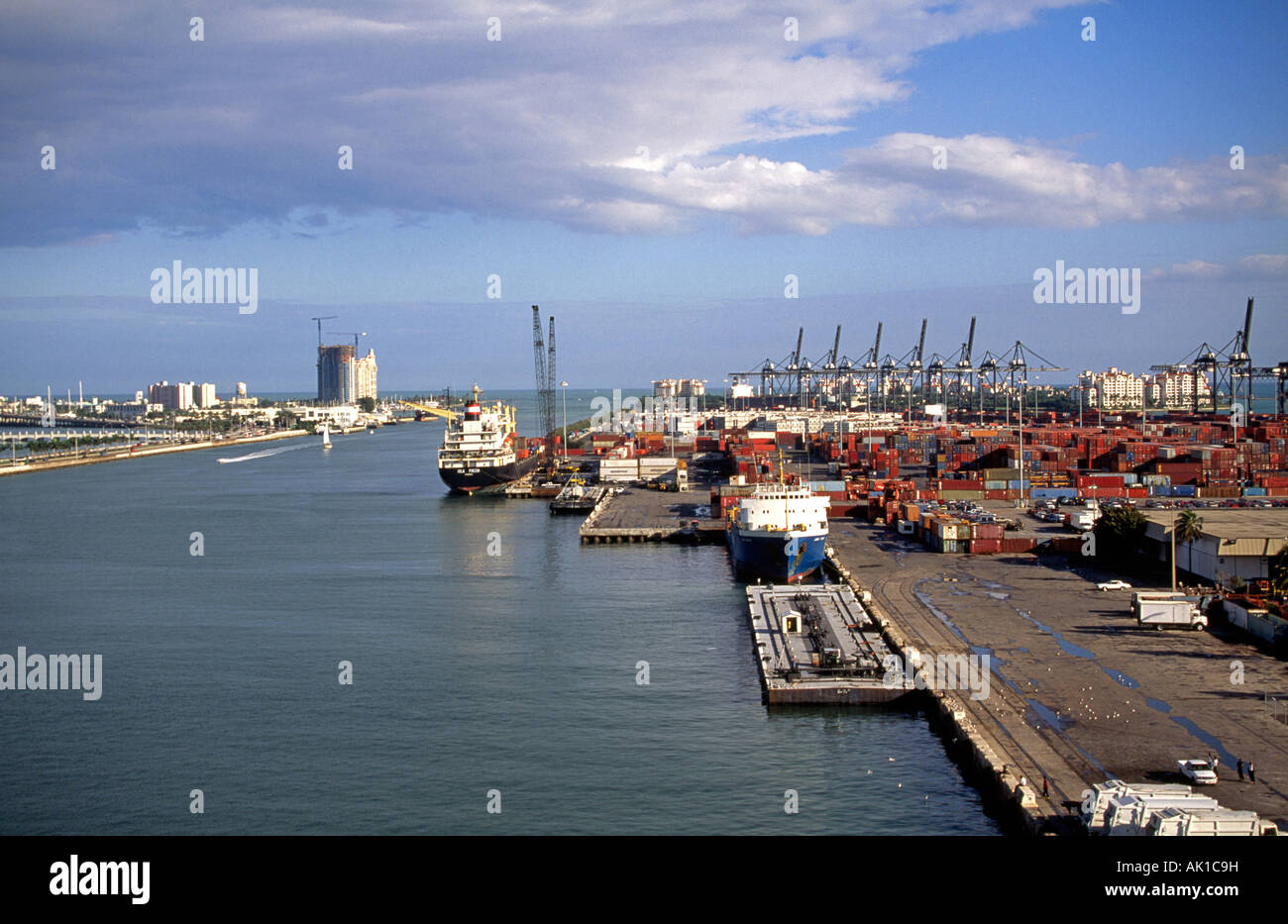 A view of the Miami Docks and Shipyards in the Port of Miami Florida ...