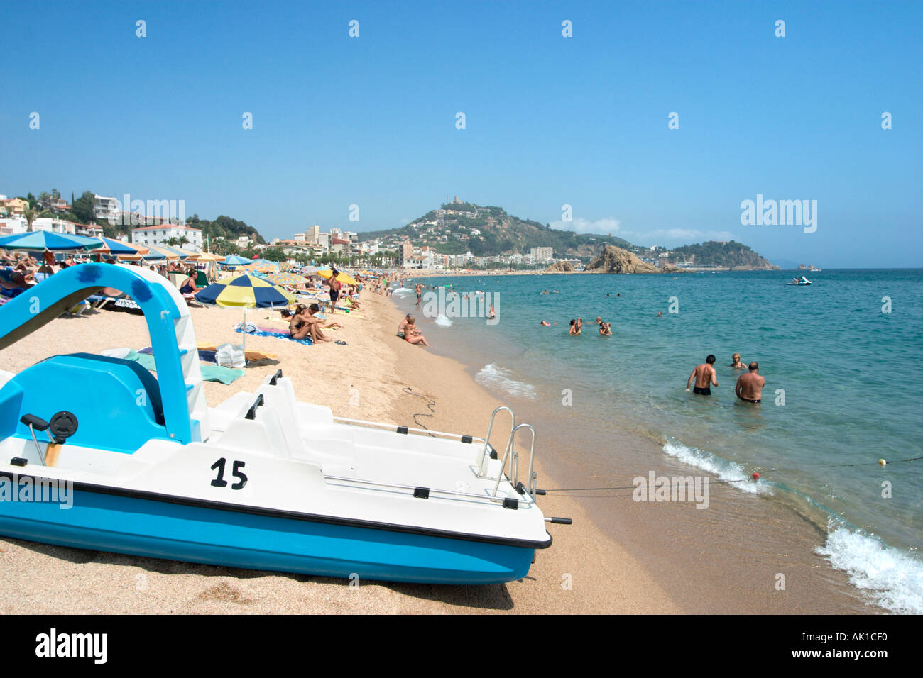 Main beach in Blanes, Costa Brava, Spain Stock Photo - Alamy